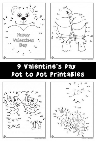 Valentine Dot to Dot (Free Printable Worksheets)